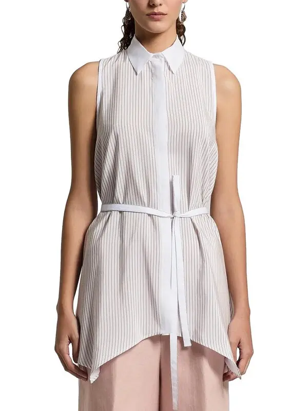 Peserico Striped Belted Sleeveless Top - Multicolor
