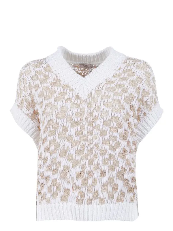 Peserico Knitted V-neck Vest - White