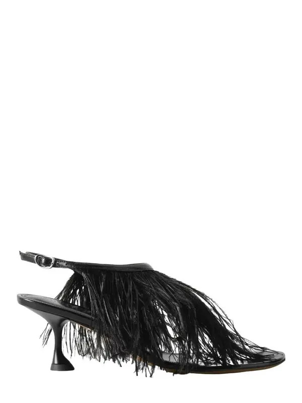 Proenza Schouler Feather-decorated High-heeled Sandals - Black
