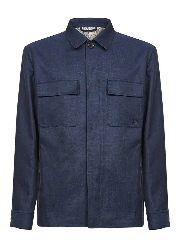 Etro Logo Embroidered Easy Fit Shirt - Black
