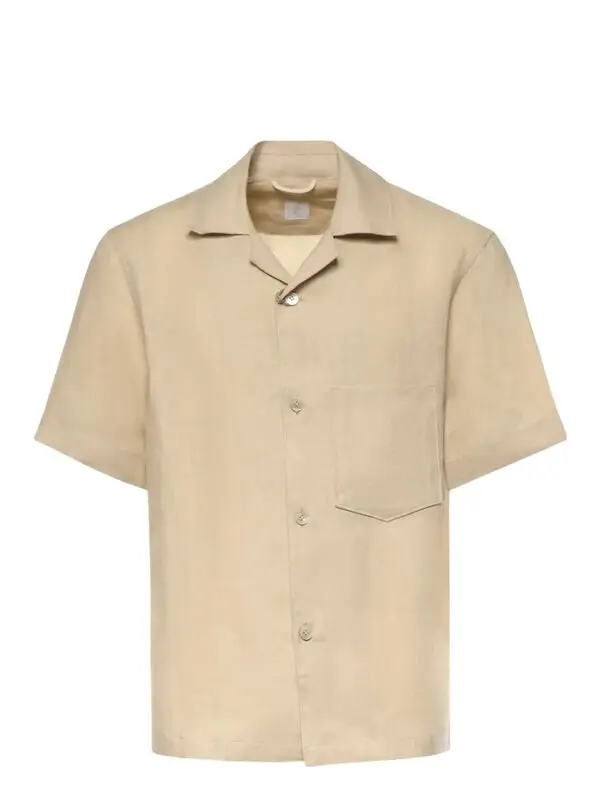 Eleventy Camp-collar Short-sleeve Shirt - Nude