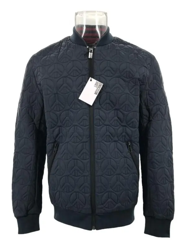Moschino Quilted Peace Symbol Bomber Jacket - Black