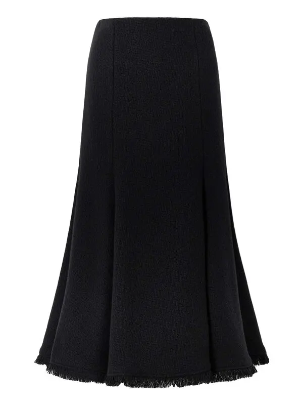 Gabriela Hearst Frayed Hem Design Midi Skirt - Black