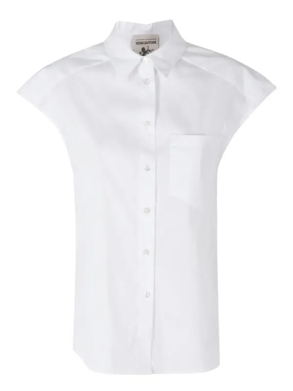 SEMICOUTURE Short-sleeved Collared Shirt - White
