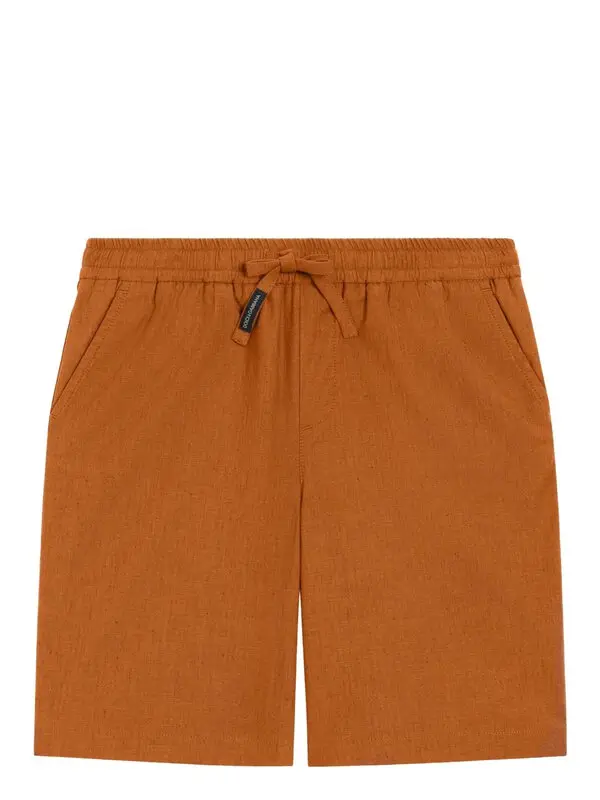 Dolce & Gabbana Cotton And Linen Canvas Bermuda Shorts - Brown