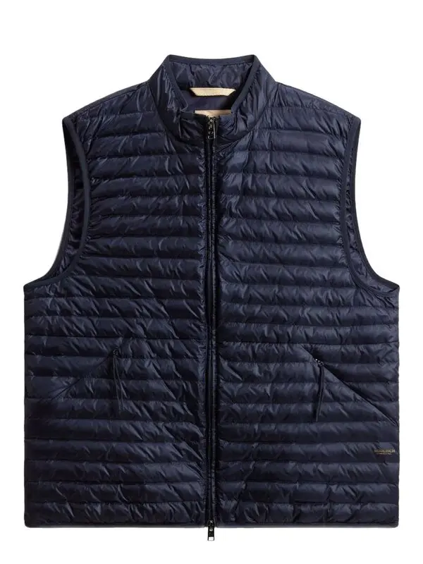Woolrich Quilted Vest With Stand Collar And Zip-up Closure - Black