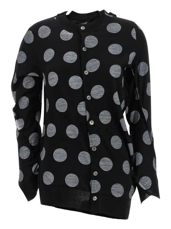 Junya Watanabe Asymmetric Polka-dot Cardigan - Black