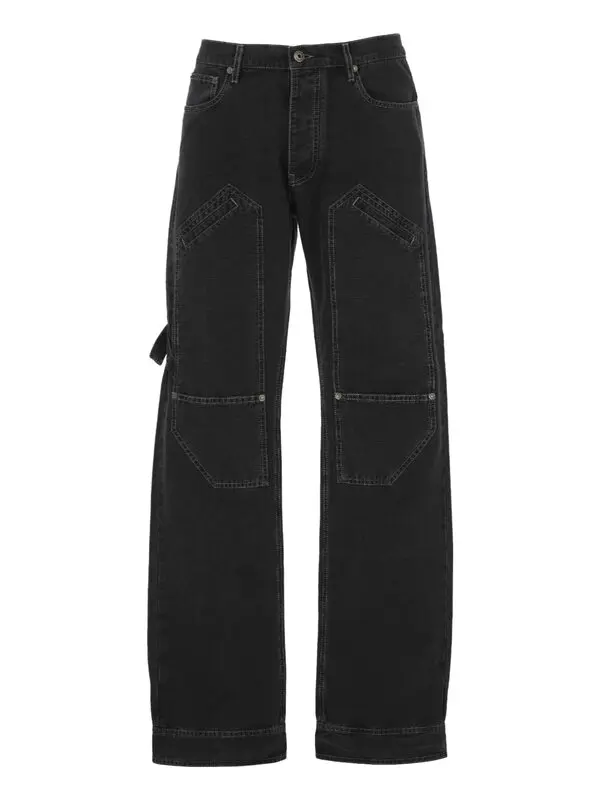Off-White Button Detailed Straight Leg Pants - Black
