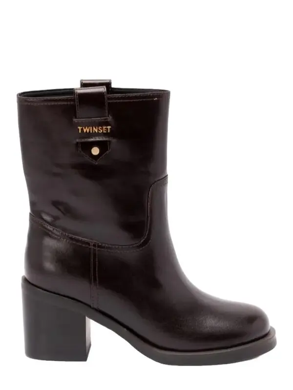 TWINSET Block-heel Leather Boots - Black