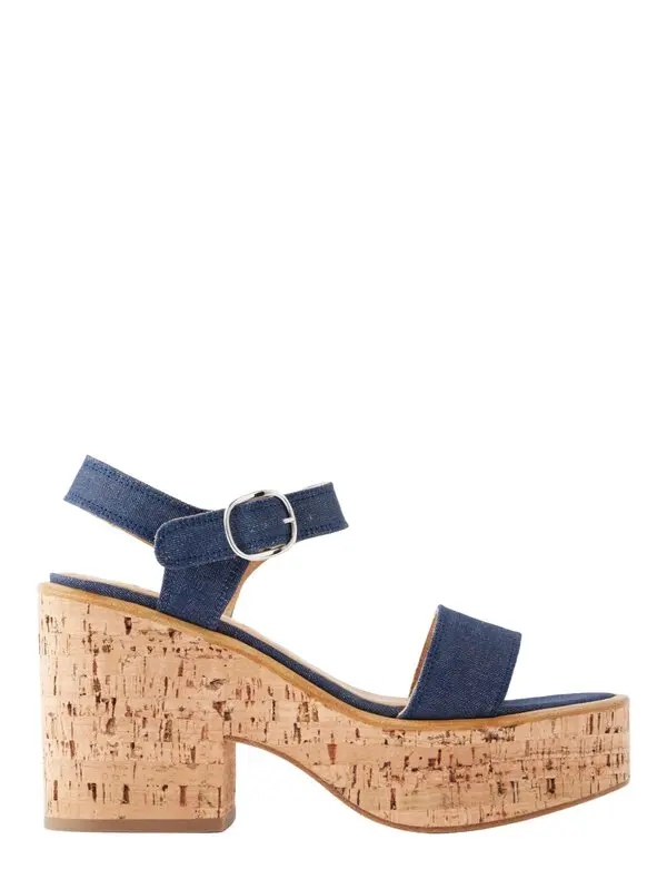 Gabriela Hearst Sardis Denim Platform Sandals - Nude