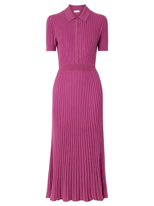 Gabriela Hearst Ribbed Knit Midi Dress - Pink