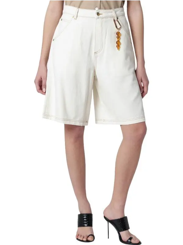 DARKPARK Contrast Stitch Denim Shorts - White