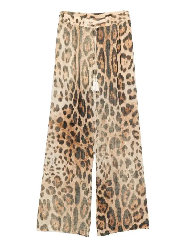 ERMANNO FIRENZE Leopard Print Wide-leg Trousers - Brown