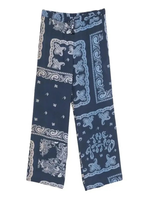 Attico Paisley Wide Leg Trousers - Blue