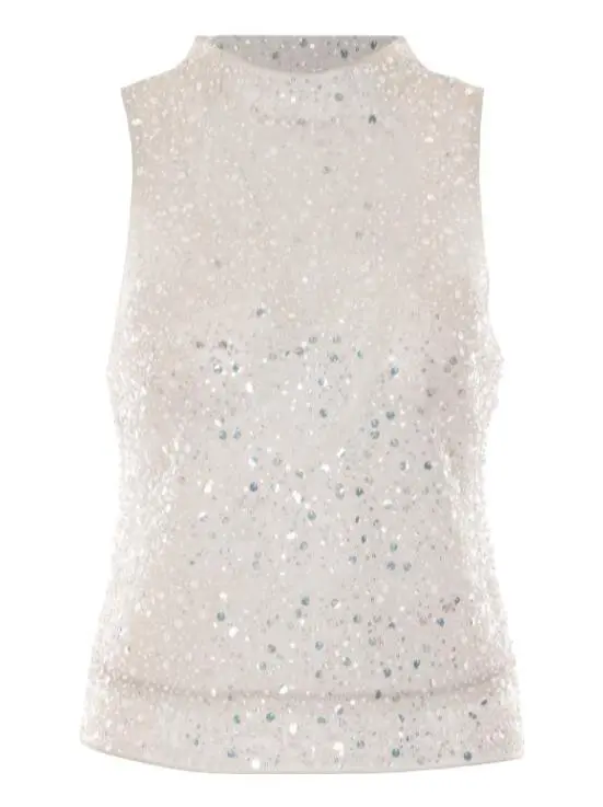 Patrizia Pepe Embellished Sleeveless Top - White
