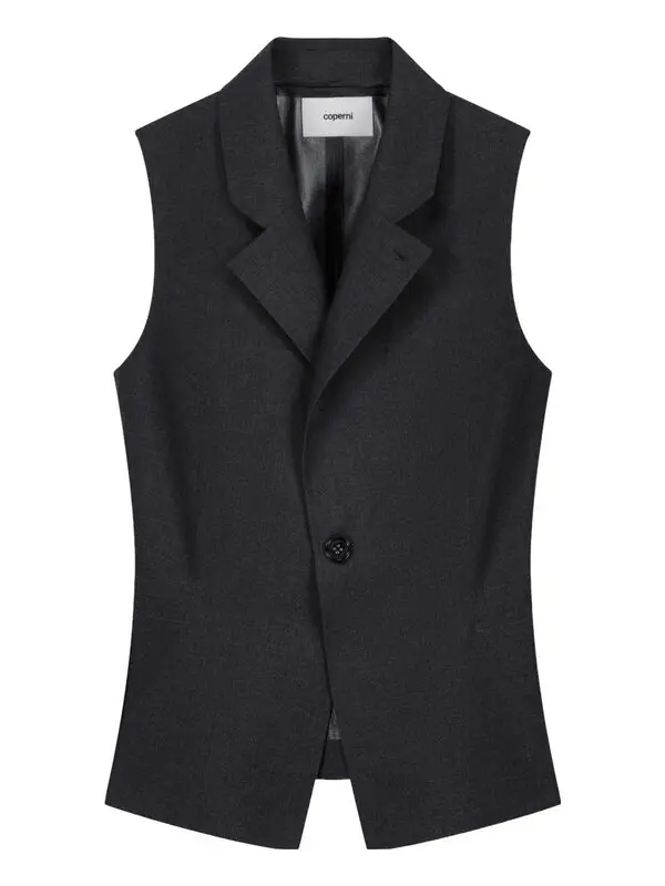 Coperni High Collar Button Knitted Top - Black