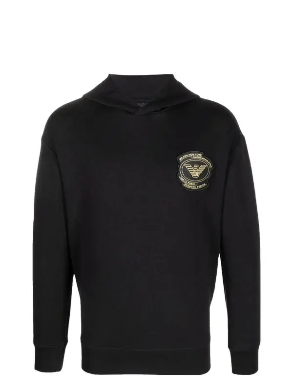 Emporio Armani Logo Patch Detail Hoodie - Black