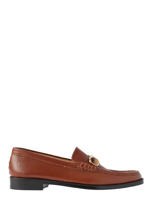 Gabriela Hearst Round-toe Loafers With Gemstone Embellishment - Tan