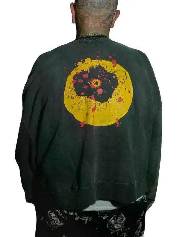 SAINT MXXXXXX Distressed Graphic Print Sweatshirt - Grey