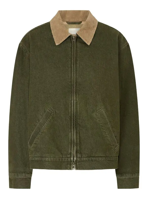 Aimé Leon Dore Corduroy-trimmed Denim Jacket - Green