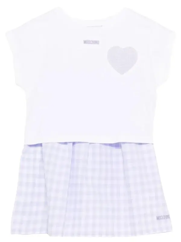 Moschino Heart Gingham T-shirt Dress - White