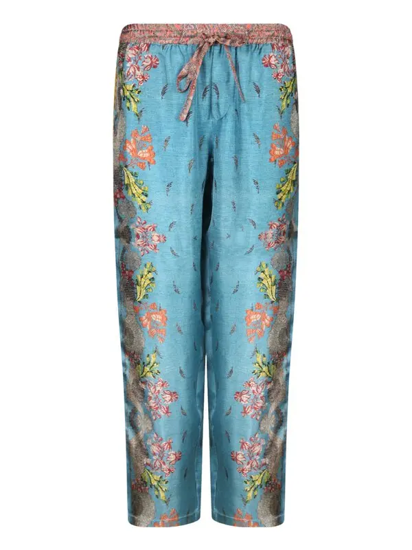 PIERRE-LOUIS MASCIA Aloe Floral Print Wide Leg Pants - Blue