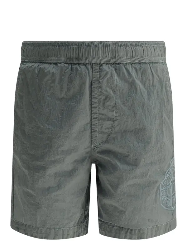 Stone Island Logo Detail Swim Shorts - Black