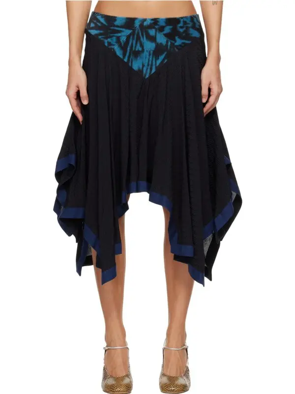KIKO KOSTADINOV Asymmetrical Printed Flared Hem Skirt - Black