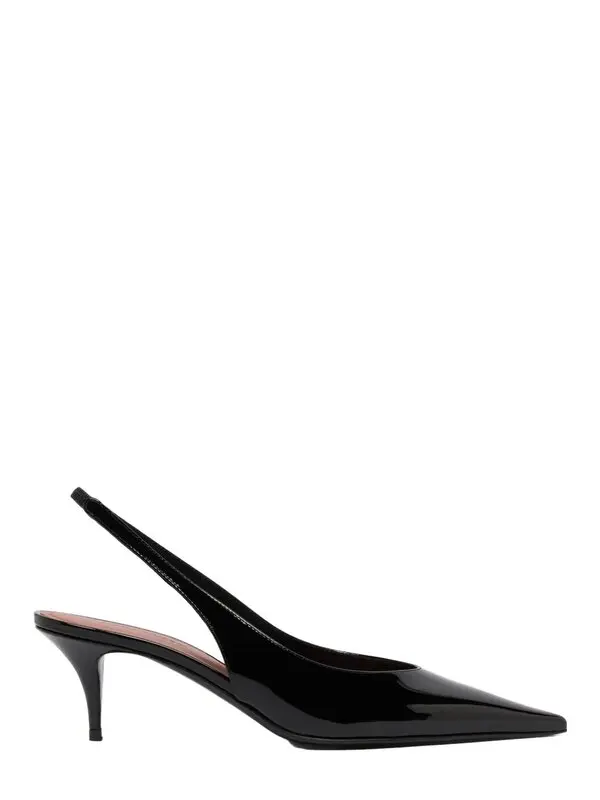 Amina Muaddi Patent Leather Slingback Heels - Black