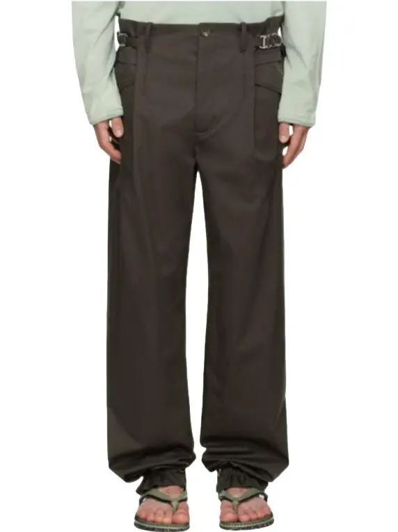 KIKO KOSTADINOV Relaxed Fit Pleated Trousers With Belted Cuffs - Black