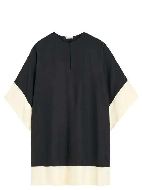 BY MALENE BIRGER Cime Midi Dress With Wide Sleeves And Deep Neckline - Black And White Color Block