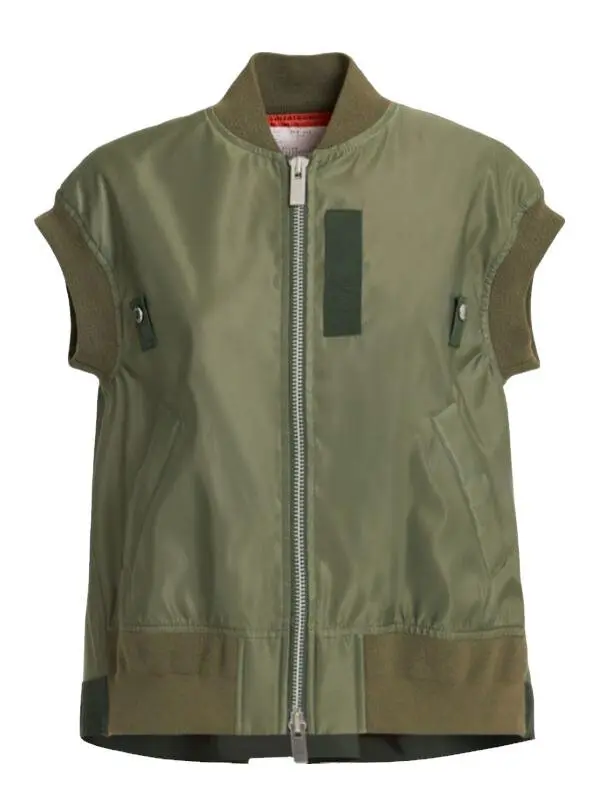 Sacai Sleeveless Zip-up Bomber Jacket - Green