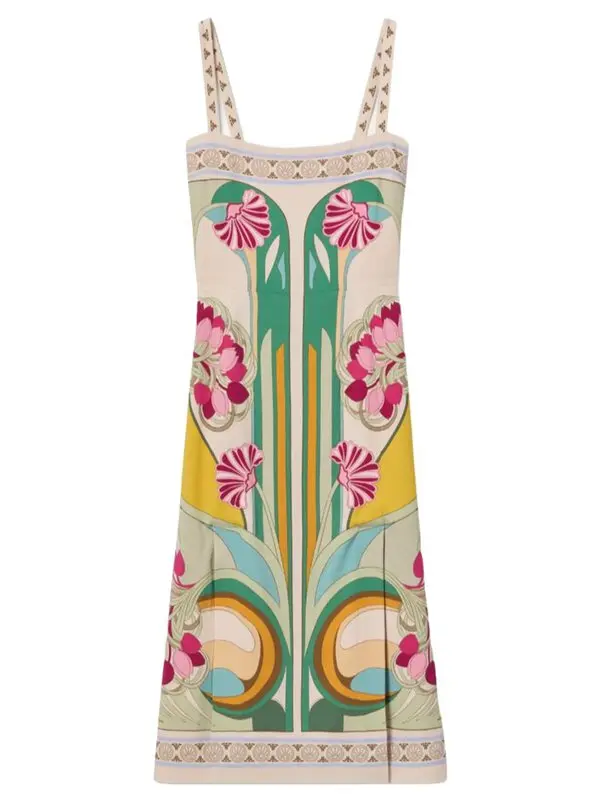 La DoubleJ Floral Print Midi Dress - Nude