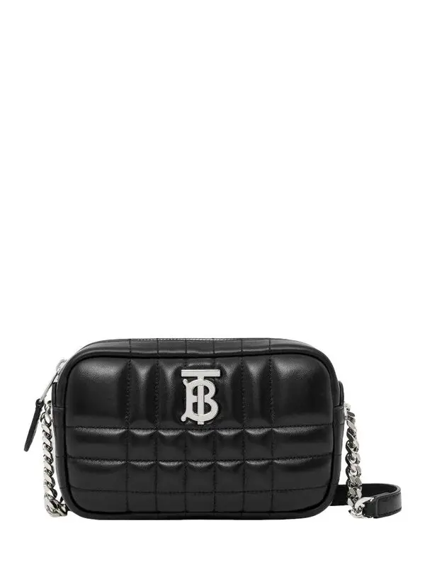 Burberry Quilted Lola Camera Bag With Chain Strap - Black