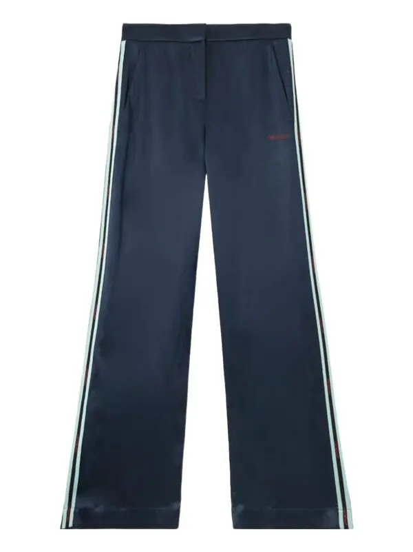 Off-White Satin Stripe Wide-leg Pants - Night Sky-gao Hong