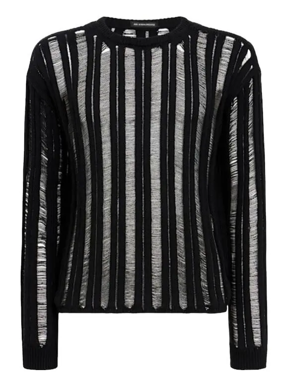 ANN DEMEULEMEESTER Ladder Stitch Knit Sweater - Black