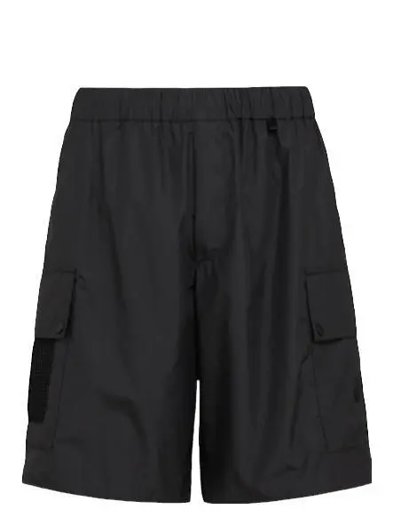 Moncler Cargo Tech Shorts With Drawstring Waist And Snap Button Pockets - Black