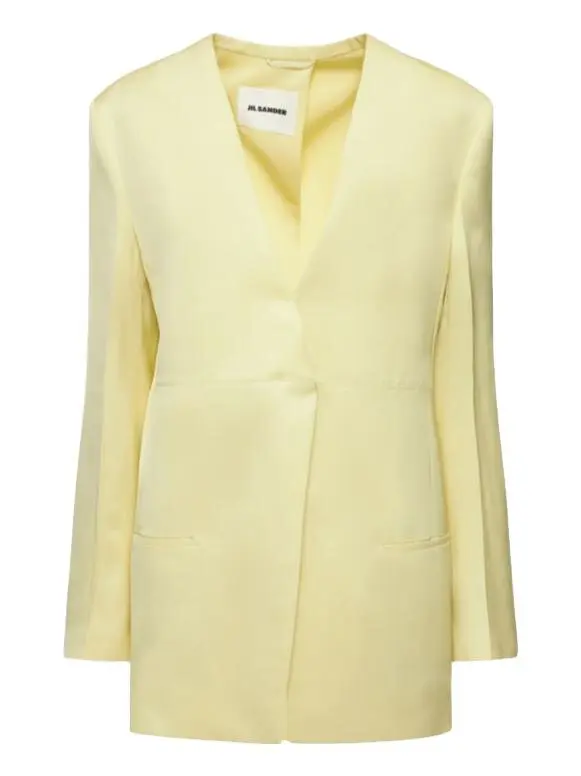 JIL SANDER Fluid Twill Open Back Blazer - Yellow