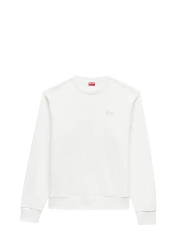 Kenzo Logo Embroidered Crewneck Sweatshirt - Off White