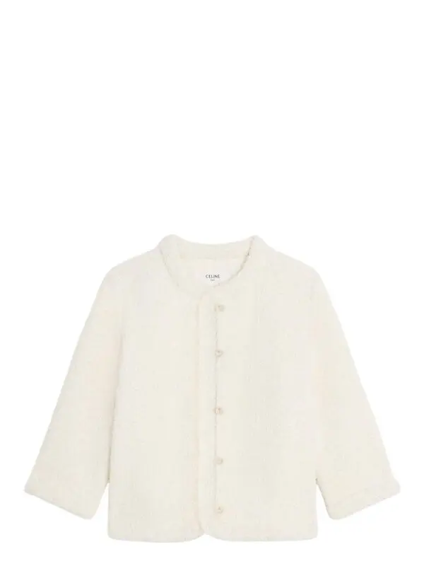 Celine Cardigan Jacket In Cotton Natt - Matte White