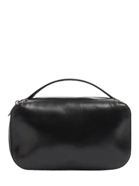 Rick Owens Medium Leather Toiletry Bag - Black