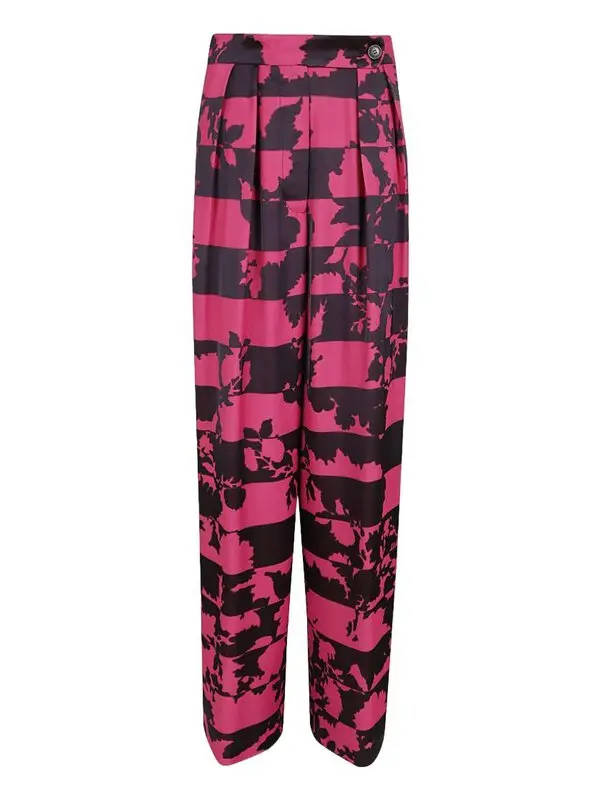 Dries Van Noten High-waisted Printed Wide Leg Pants - Black