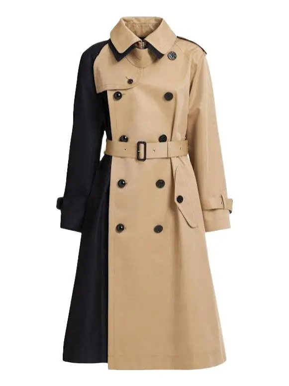 Sacai Cotton Blend Gabardine Long Trench Coat - Nude