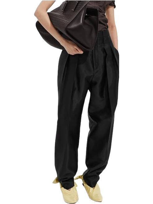 Bottega Veneta Tapered Leg Twill Pants - Double Black