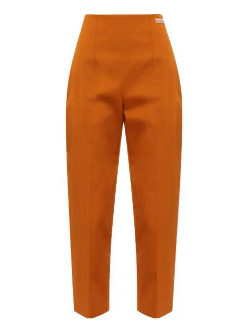 Marni High-waisted Tapered Leg Trousers - Brown