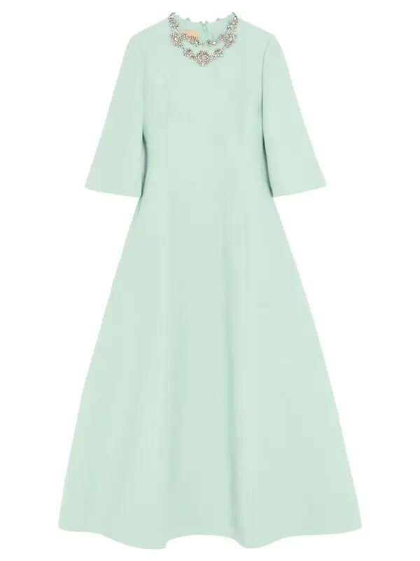 Valentino Garavani Crepe Couture Embroidered Midi Dress - White