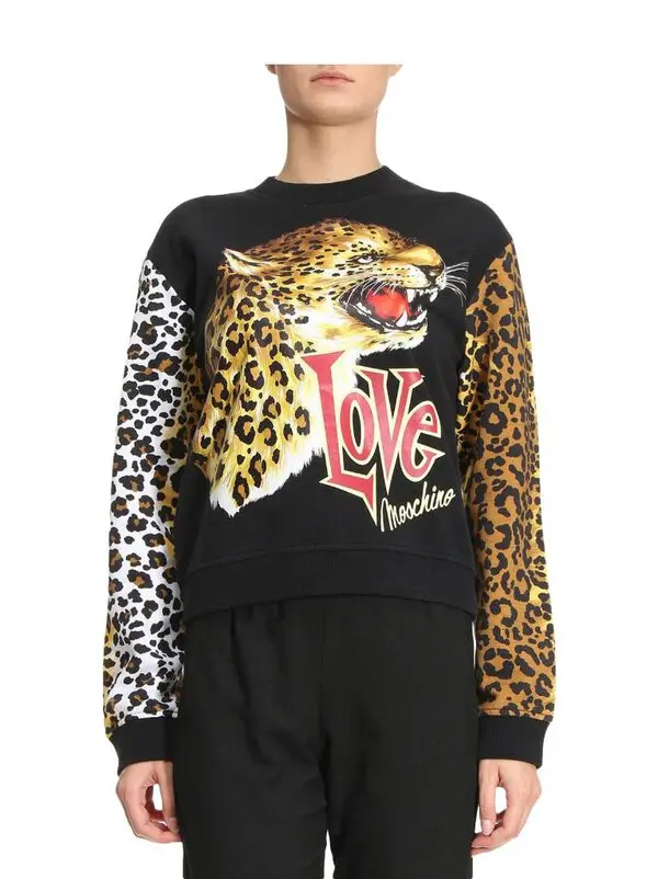 Moschino Leopard Print Sweatshirt - Black