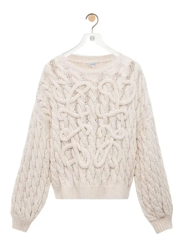 Loewe Anagram Cable Knit Jumper - Off White