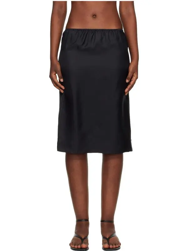 Loulou De Saison Vasali Silk Twill Midi Skirt - Black