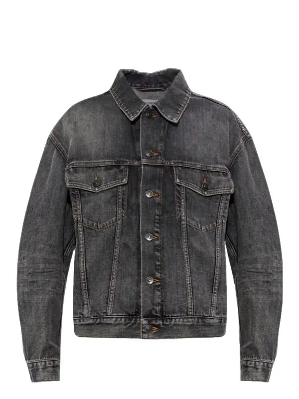 Balenciaga Logo Patch Denim Jacket - Black